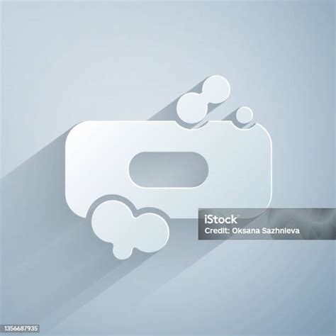 회색 배경에 격리 된 비누 아이콘의 종이 컷 막대 거품이있는 비누 바 종이 아트 스타일 벡터 일러스트레이션 3차원 형태에 대한 스톡 벡터 아트 및 기타 이미지 Istock