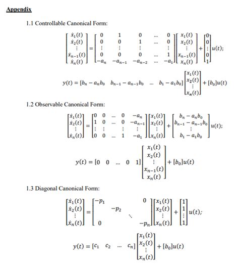 Solved State Space Representations Of Transfer Function