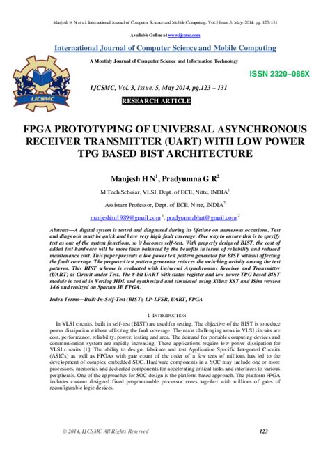 Pdf Fpga Prototyping Of Universal Asynchronous Receiver Transmitter