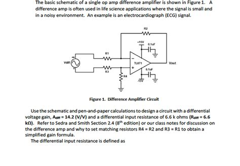 Solved The Basic Schematic Of A Single Op Amp Difference
