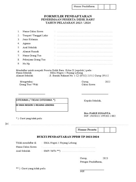 Formulir Pendaftaran Ppdb Pdf