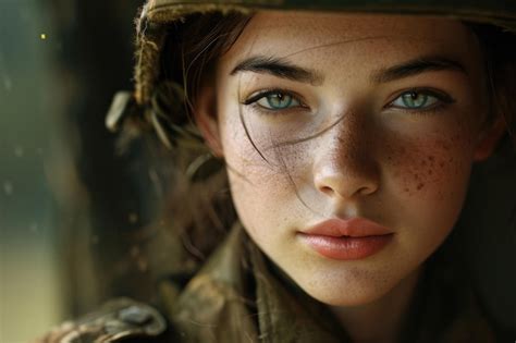 Beautiful Israeli Jewish Girl Military Army Uniform Young Woman