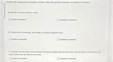 Solved Classify Each Characteristic According To Whether It
