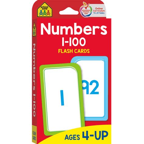 Numbers 1 100 Flash Cards School Zone Playwell Canada Toy Distributor