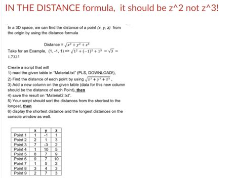 Solved IN THE DISTANCE Formula It Should Be Z 2 Not Z 3 In Chegg Com
