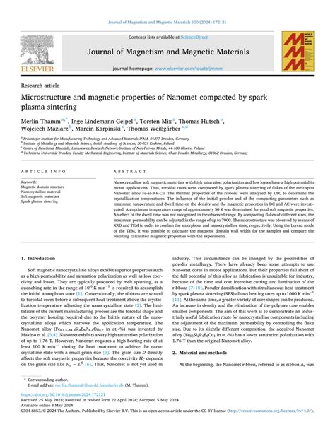 Pdf Microstructure And Magnetic Properties Of Nanomet Compacted By Spark Plasma Sintering