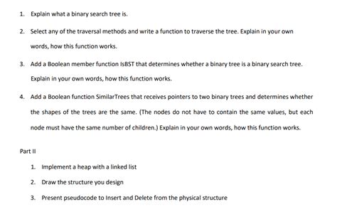Solved 1 Explain What A Binary Search Tree Is 2 Select