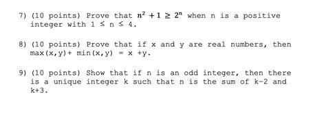 solved 7 10 points prove that n2 1≥2n when n is a