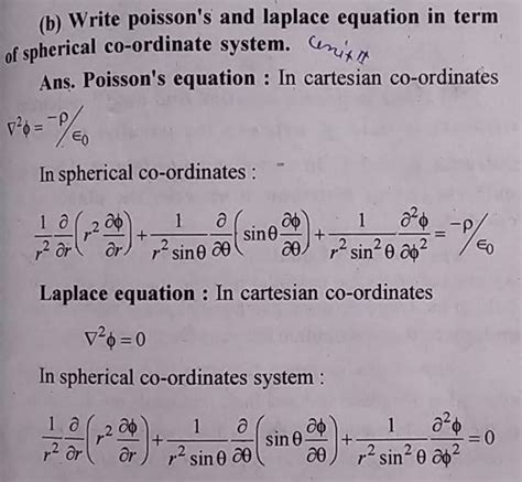 b write poisson s and laplace equation in term of spherical co ordinate