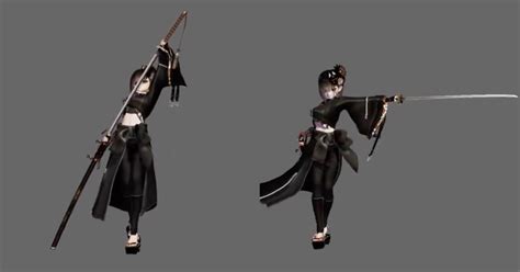 fully hand keyed animation of girl unsheathing her sword