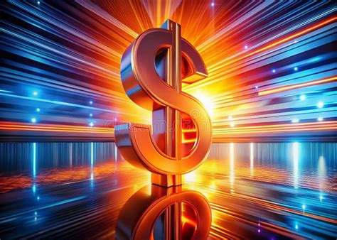 Dynamic 3d Orange Dollar Sign On Abstract Bluered Gradient Background A Striking Visual