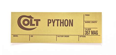 Colt Gold Foil Box Label For Python Brown Letters For Wood Grain Box Brand New Custom Shop