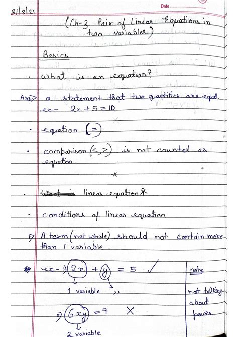 solution class 10 maths chapter 3 linear equations full notes detailed