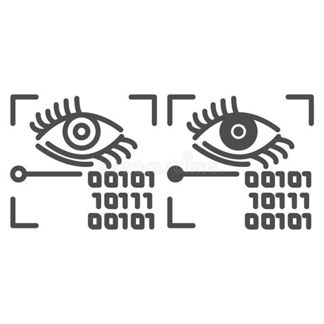 retina recognition line and glyph icon eye identification and binary