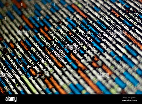 The Software Developer Does The Coding Abstract Code Screen For Use As A Background The