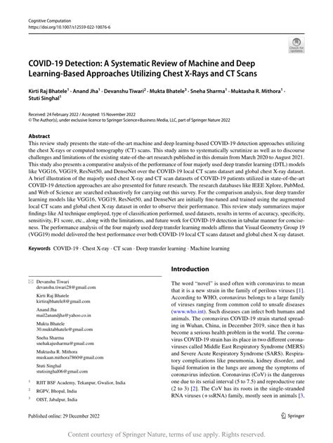 COVID Detection A Systematic Review Of Machine And Deep Learning Based Approaches Utilizing