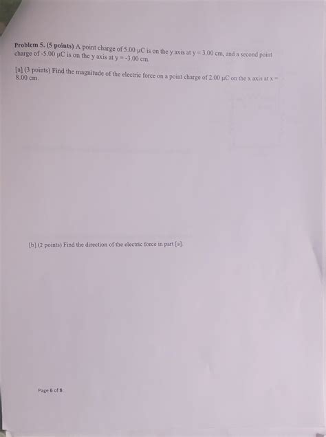 Solved Problem 5. (5 ﻿points) ﻿A point charge of 5.00\mu C | Chegg.com