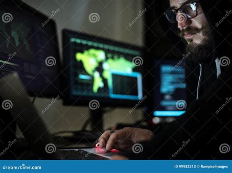 Hacker Hacking A Cyberspace Network Stock Image Image Of Firewall