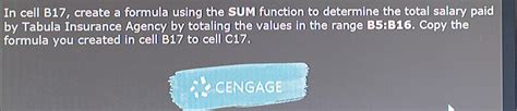 Solved In Cell B Create A Formula Using The SUM Function Chegg