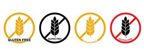흰색 배경에 고립 된 글루텐 프리 아이콘 세트 곡물 기호가 없습니다 벡터 라운드 배지 개념에 대한 스톡 벡터 아트 및 기타 이미지 개념 건강관리와 의술 건강한 식생활