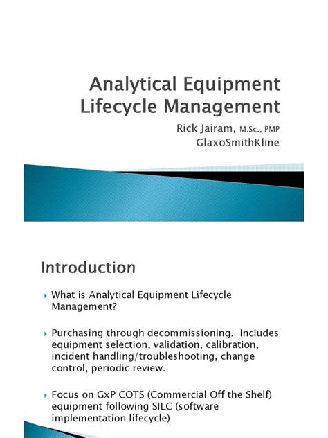 Analytical Equipment Lifecycle Management Pdf Verification And