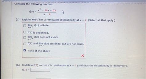 get answer consider the following function x2 16x 63 f x x