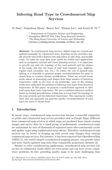 Pdf Inferring Road Type In Crowdsourced Map Services