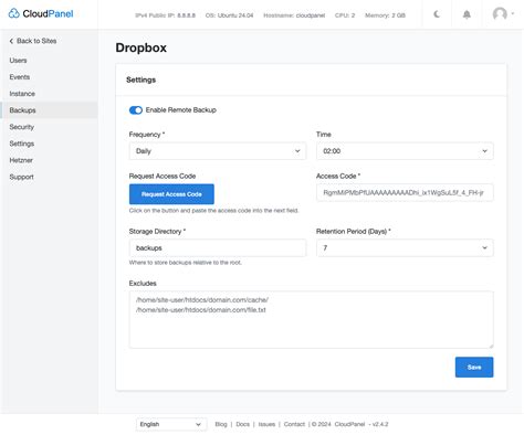 Remote Backups CloudPanel Documentation