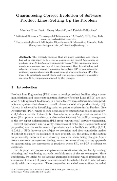 Pdf Guaranteeing Correct Evolution Of Software Product Lines Setting Up The Problem