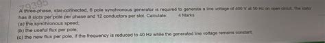 Solved A Three Phase Star Connected 6 Pole Synchronous