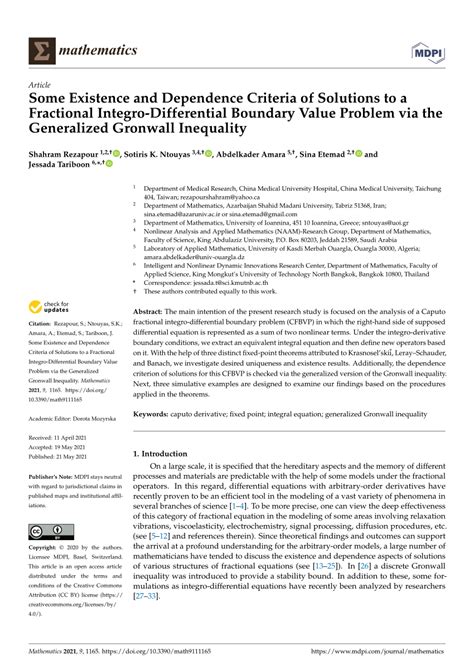 Pdf Some Existence And Dependence Criteria Of Solutions To A Fractional Integro Differential