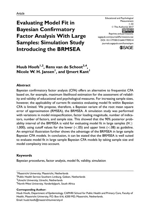 pdf evaluating model fit in bayesian confirmatory factor analysis
