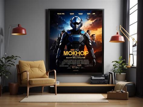 home theater movie poster display mockup with customizable white space premium ai generated image