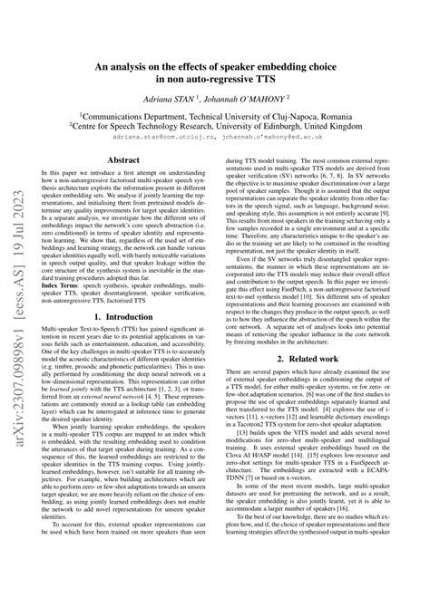 Pdf An Analysis On The Effects Of Speaker Embedding Choice In Non