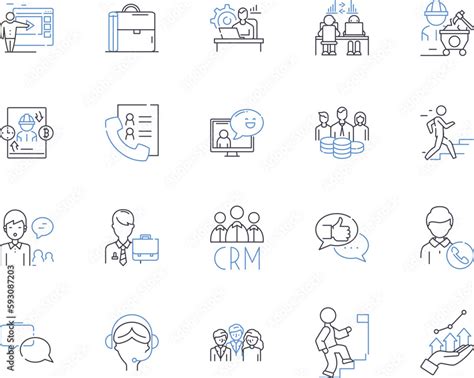 Empoyee Workflow Outline Icons Collection Employee Workflow Management Process Automation