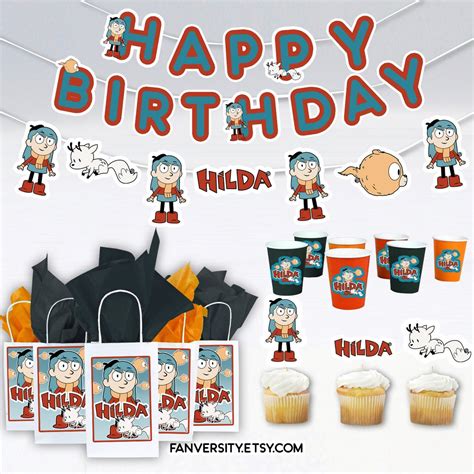 Hilda Birthday Party Supplies Banner Bags Cups And Napkins Etsy