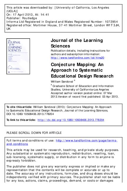 Conjecture Mapping An Approach To Systematic Educational Design Research