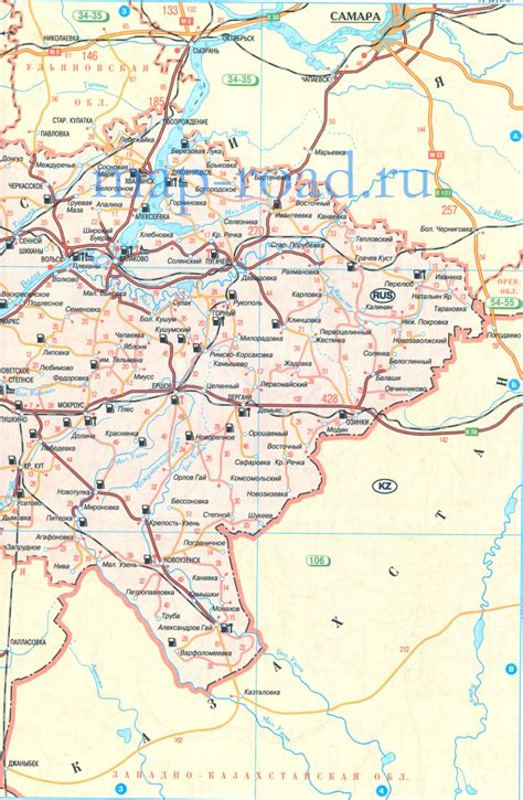 Карта дорог Саратовской области России. Атлас автодорог - карта ...