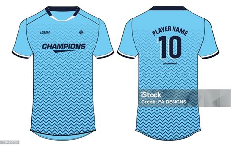 스포츠 티셔츠 저지 디자인 컨셉 벡터 템플릿 축구 크리켓 배구 럭비 테니스 배드민턴 유니폼 키트를 앞면과 후면 뷰가 있는 V 넥