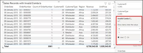 efficiently identifying rows with invalid dimension combinations dax