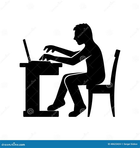 Programmer Silhouette Working On His Computer Stock Vector Illustration Of Nerd Malicious