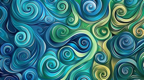 Abstract Blue And Green Swirling Pattern Premium Ai Generated Image