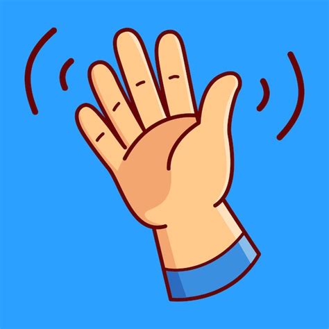 Vaarwel Handgebaar Vector Illustratie Icon Flat Cartoon Stijl Premium