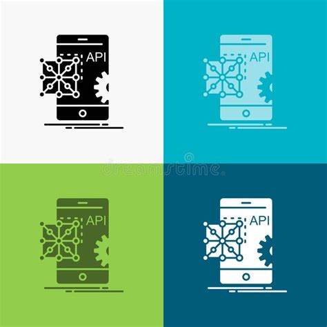 Api Application Coding Development Mobile Icon Over Various