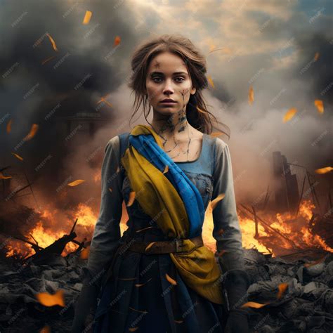 Premium Ai Image Beautiful Young Ukrainian Girl In National Military