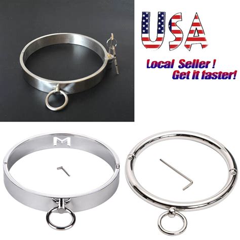 Bondage Locking Neck Collar Metal Steel Choker Bdsm Slave For Restraint Roleplay Ebay
