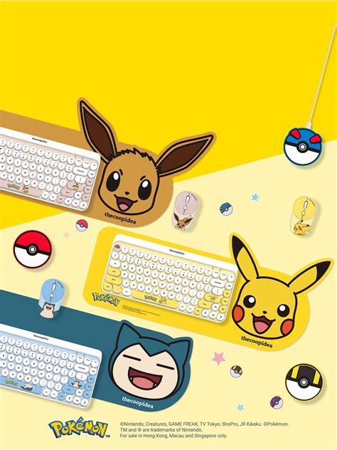 Pokémon Tappy Wireless Keyboard And Mouse Set Snorlax Pikachu Eevee Thecoopidea Computers