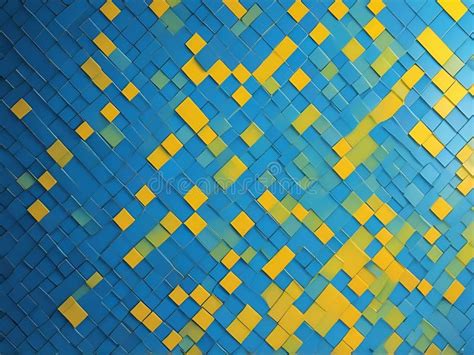 Abstract Bright Gradient Background Blue Yellow Pixel Mosaic Stock