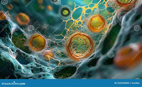 Intricate Microscopic View Of Bacteria With Vibrant Colors And Detailed