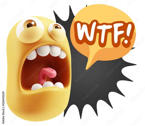 3d Rendering Angry Character Emoji Saying Wtf With Colorful Spee Illustration Stock Adobe Stock